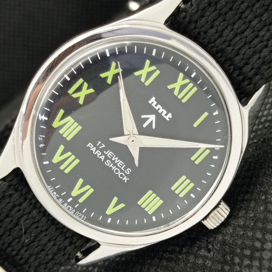HMT OLD AUTHENTIC INDIAN MENS MANUAL WINDING BLACK DIAL WATCH a425327-a ...