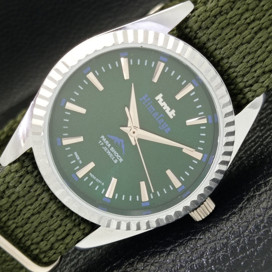 STYLISH HMT HIMALAYA INDIAN HABD-WINDING MENS GREEN DIAL WATCH a426102 ...
