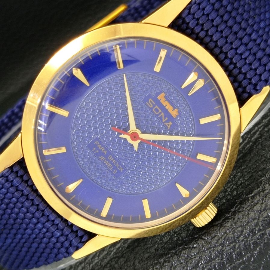 AUTHENTIC HMT SONA INDIAN OLD HAND-WINDING BLUE DIAL WATCH a426119-a ...