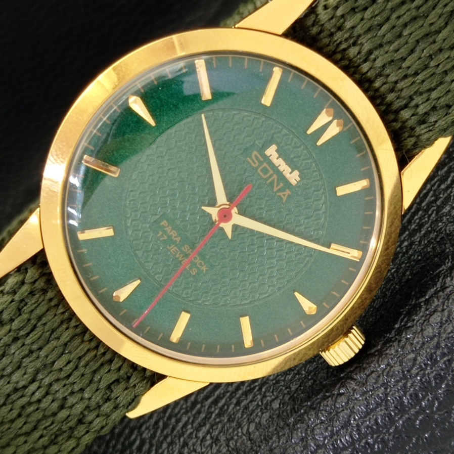 HMT SONA AUTHENTIC INDIAN MENS HAND-WINDING GREEN DIAL WATCH a426123-a ...