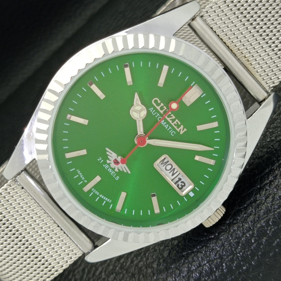 AUTHENTIC CITIZEN AUTOMATIC MENS JAPAN REFURBISHED GREEN DIAL WATCH ...