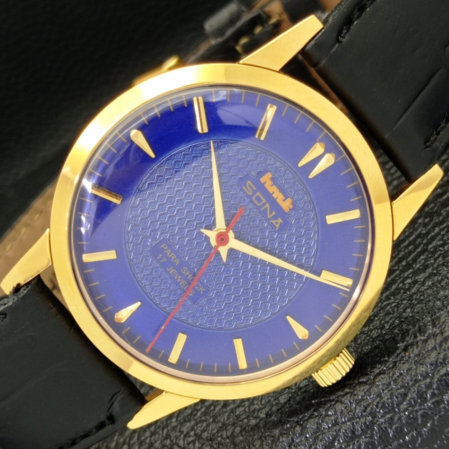 AUTHENTIC HMT SONA INDIAN OLD HAND-WINDING BLUE DIAL WATCH a426143-a ...