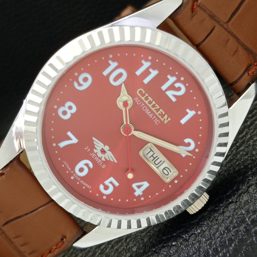 AUTHENTIC REFURBISHED CITIZEN AUTOMATIC 8200 JAPAN RED DIAL WATCH ...