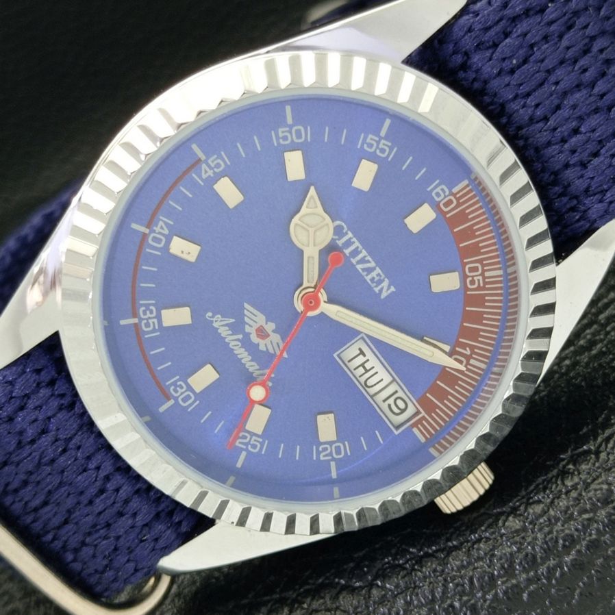 AUTHENTIC CITIZEN AUTOMATIC MENS JAPAN REFURBISHED BLUE DIAL WATCH ...