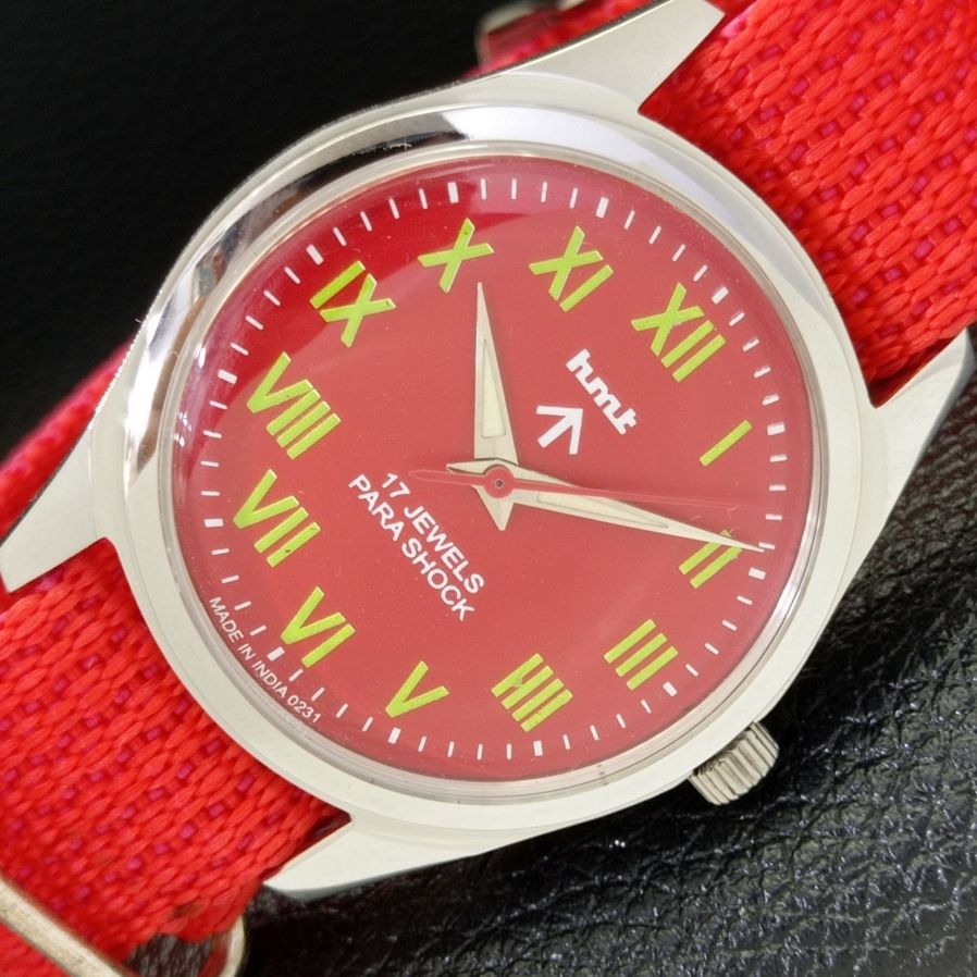 HMT AUTHENTIC INDIAN MENS HAND-WINDING RED DIAL WRIST WATCH a426442-a ...
