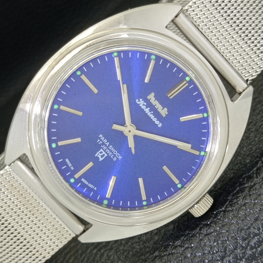 AUTHENTIC HMT HAND-WINDING MENS BLUE DIAL WRIST WATCH a426463-a ...