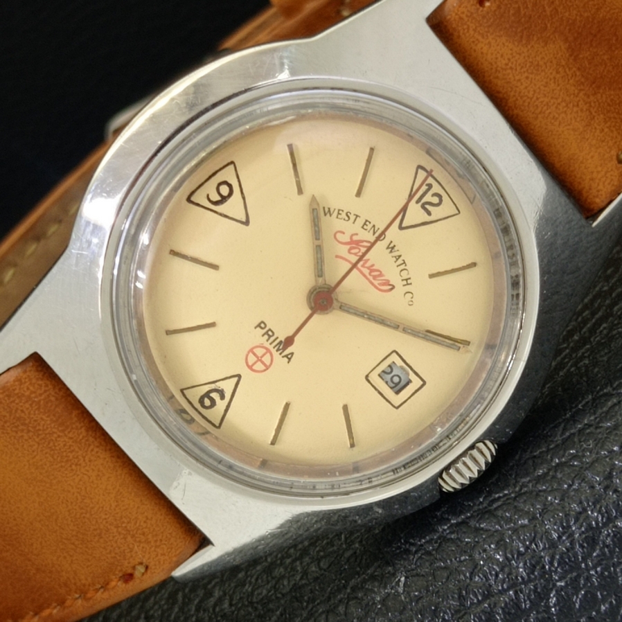 WEST END WATCH CO SOWAR PRIMA HAND-WINDING SWISS BOY BEIGE DIAL WATCH ...