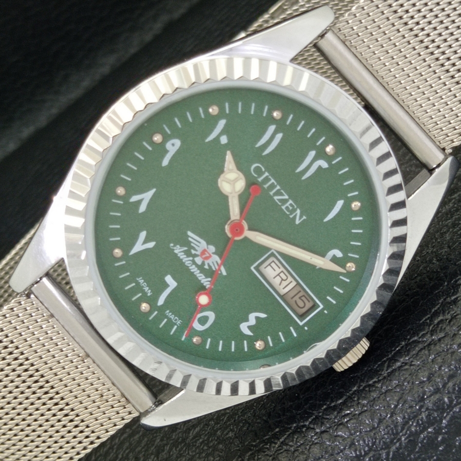AUTOMATIC REFURBISHED CITIZEN 8200 JAPAN MENS ARABIC GREEN DIAL WATCH ...
