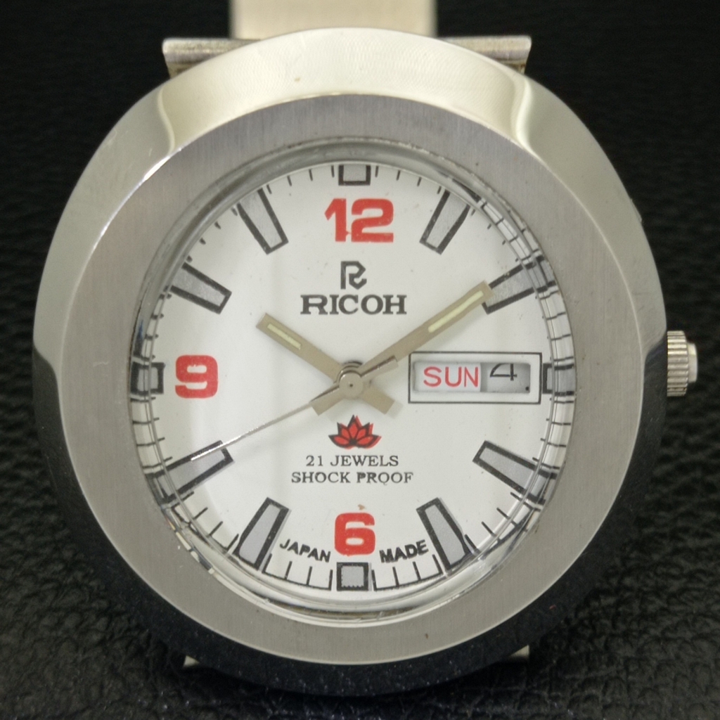 RICOH R31 AUTOMATIC JAPAN MENS DAY&DATE WHITE COLOR DIAL WATCH a431371 ...