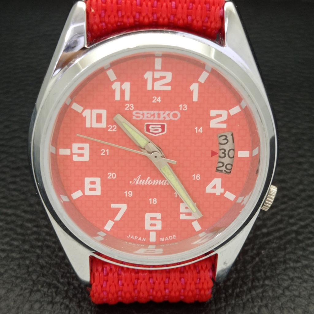 VINTAGE REFURBISHED SEIKO 5 AUTOMATIC JAPAN MENS PEACH DIAL WATCH ...