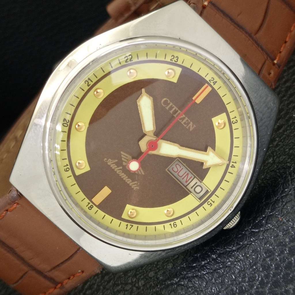 JAPAN VINTAGE CITIZEN AUTOMATIC 8200 MENS BROWN COLOR DIAL WATCH ...