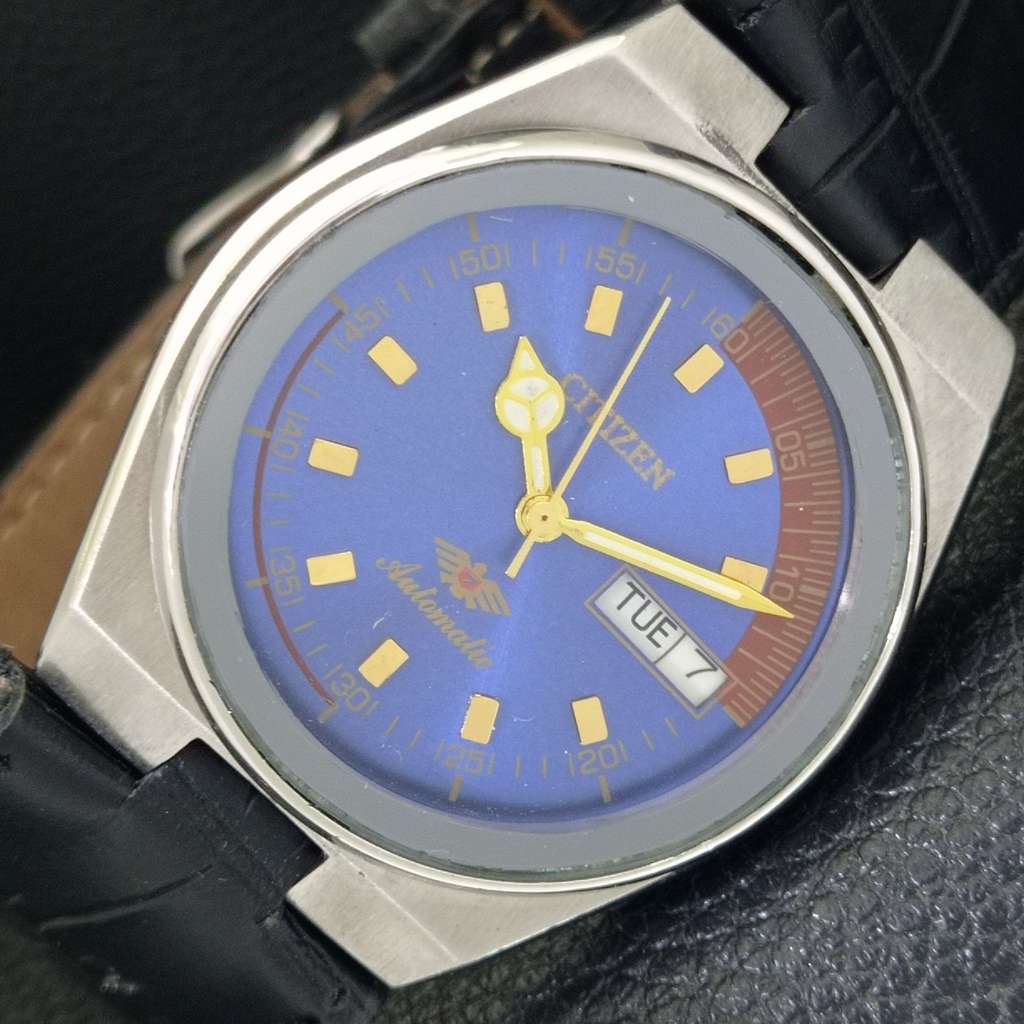 CITIZEN AUTOMATIC VINTAGE 8200 JAPAN MENS BLUE COLOR DIAL WATCH a702143 ...